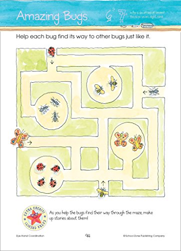 School Zone - Kindergarten Super Scholar Workbook - 128 Pages, Ages 5 to 6, Shapes, Colors, Beginning Sounds, Identifying Patterns, and More