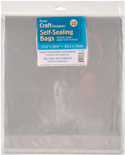 Darice 1115-19 18/Pack Plastic Self Sealing Bags, 11-1/4 by 14-1/4-Inch, Clear