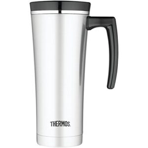 thermos thermos 16 ounce vacuum insulated travel mug black, 8 ounce, silver (ns100bk004)