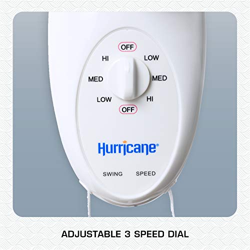 Hurricane Wall Mount Fan - 16 Inch, Supreme Series, Wall Fan with 90 Degree Oscillation, 3 Speed Settings, Adjustable Tilt - ETL Listed, White