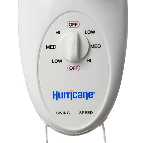 Hurricane Wall Mount Fan - 16 Inch, Supreme Series, Wall Fan with 90 Degree Oscillation, 3 Speed Settings, Adjustable Tilt - ETL Listed, White