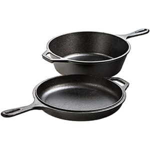 lodge lcc3 cast iron combo cooker, pre-seasoned, 10.25″ -quart