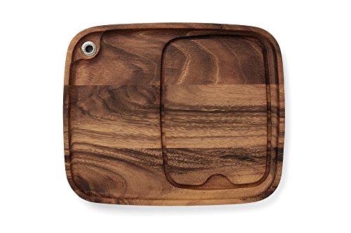 Ironwood Gourmet Fort Worth Steak Plate with Juice Channel, Acacia Wood 13 x 11 x 0.75 -inches