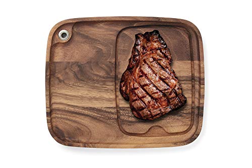 Ironwood Gourmet Fort Worth Steak Plate with Juice Channel, Acacia Wood 13 x 11 x 0.75 -inches