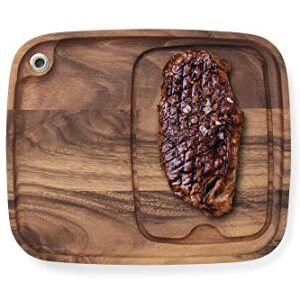 Ironwood Gourmet Fort Worth Steak Plate with Juice Channel, Acacia Wood 13 x 11 x 0.75 -inches