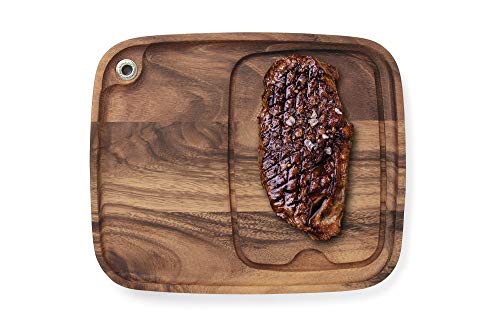 Ironwood Gourmet Fort Worth Steak Plate with Juice Channel, Acacia Wood 13 x 11 x 0.75 -inches