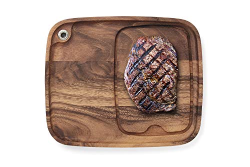 Ironwood Gourmet Fort Worth Steak Plate with Juice Channel, Acacia Wood 13 x 11 x 0.75 -inches