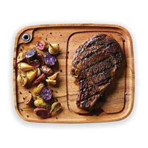 Ironwood Gourmet Fort Worth Steak Plate with Juice Channel, Acacia Wood 13 x 11 x 0.75 -inches