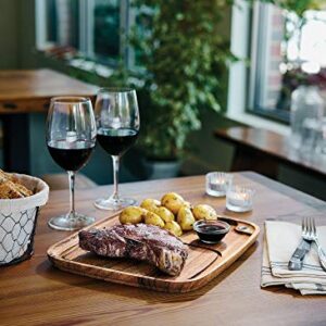 Ironwood Gourmet Fort Worth Steak Plate with Juice Channel, Acacia Wood 13 x 11 x 0.75 -inches