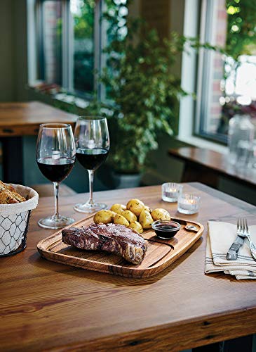 Ironwood Gourmet Fort Worth Steak Plate with Juice Channel, Acacia Wood 13 x 11 x 0.75 -inches