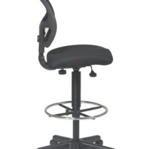 Office Star DC Series Deluxe Breathable Mesh Back Ergonomic Drafting Chair with Lumbar Support and Adjustable Footring, Black Fabric