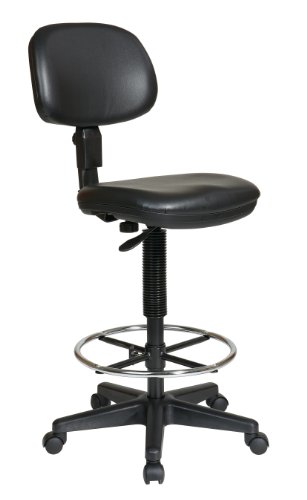 Office Star DC Series Adjustable Drafting Chair with Foot Ring and Sculptured Foam Seat, Black Vinyl