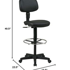 Office Star DC Series Adjustable Drafting Chair with Foot Ring and Sculptured Foam Seat, Black Vinyl