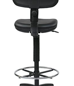 Office Star DC Series Adjustable Drafting Chair with Foot Ring and Sculptured Foam Seat, Black Vinyl