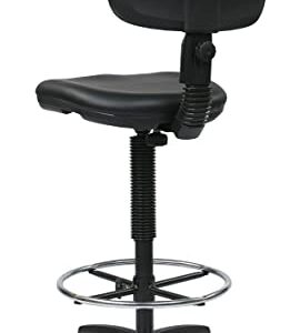 Office Star DC Series Adjustable Drafting Chair with Foot Ring and Sculptured Foam Seat, Black Vinyl