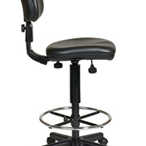 Office Star DC Series Adjustable Drafting Chair with Foot Ring and Sculptured Foam Seat, Black Vinyl