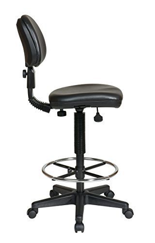 Office Star DC Series Adjustable Drafting Chair with Foot Ring and Sculptured Foam Seat, Black Vinyl