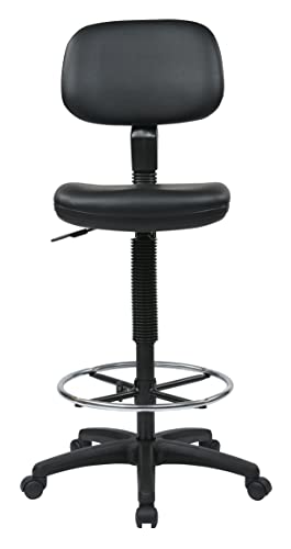 Office Star DC Series Adjustable Drafting Chair with Foot Ring and Sculptured Foam Seat, Black Vinyl