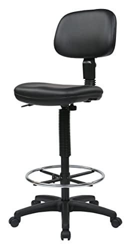 Office Star DC Series Adjustable Drafting Chair with Foot Ring and Sculptured Foam Seat, Black Vinyl