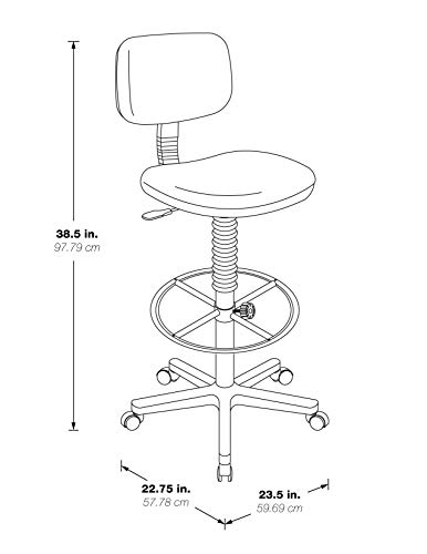 Office Star DC Series Adjustable Drafting Chair with Foot Ring and Sculptured Foam Seat, Black Vinyl