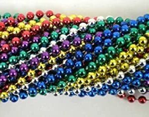 Mardi Gras Spot 6D336COL 33 Inch 07mm Round Metallic 6 Color Mardi Gras Beads - 6 Dozen (72 Necklaces)