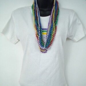 Mardi Gras Spot 6D336COL 33 Inch 07mm Round Metallic 6 Color Mardi Gras Beads - 6 Dozen (72 Necklaces)