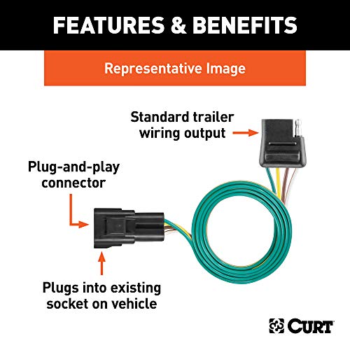 CURT 55246 Vehicle-Side Custom 4-Pin Trailer Wiring Harness, Fits Select Toyota Sequoia