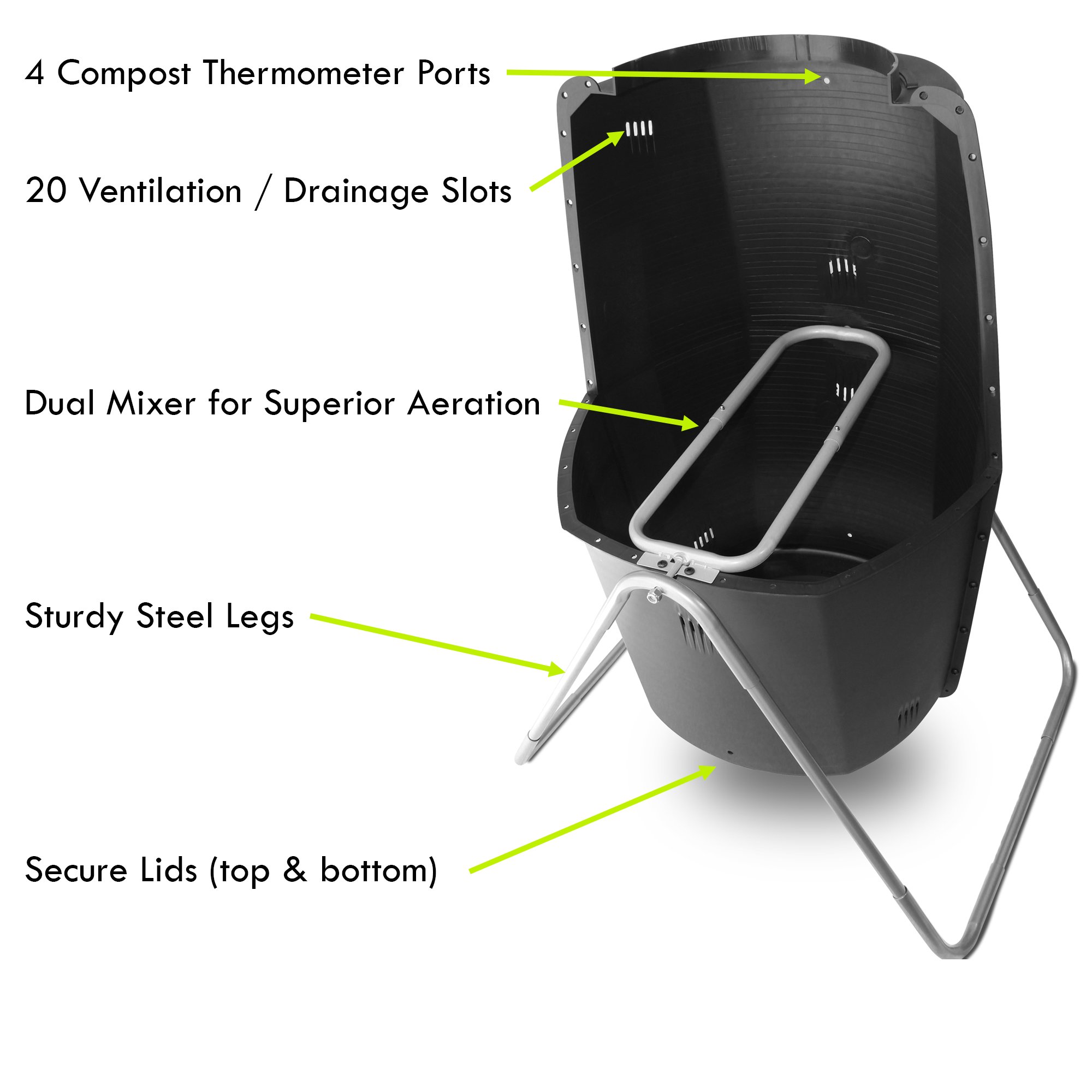 Spin Bin 60 Gal. Outdoor Compost Tumbler Rotating Garden Composter Bin (Black)