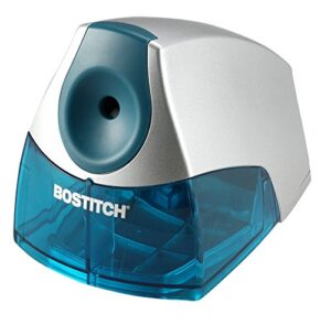 bostitch personal electric pencil sharpener, powerful stall-free motor, high capacity shavings tray, blue (eps4-blue)