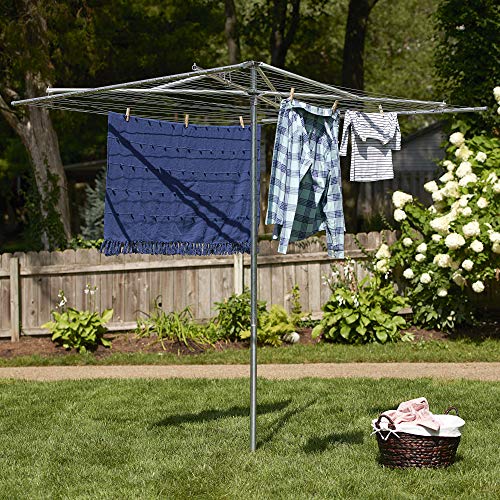 Household Essentials 17130-1 Rotary Outdoor Umbrella Drying Rack | Aluminum | 30-Lines with 210 ft. Clothesline