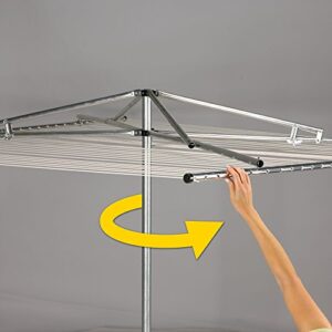 Household Essentials 17130-1 Rotary Outdoor Umbrella Drying Rack | Aluminum | 30-Lines with 210 ft. Clothesline