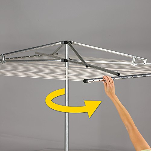 Household Essentials 17130-1 Rotary Outdoor Umbrella Drying Rack | Aluminum | 30-Lines with 210 ft. Clothesline