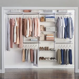 Rubbermaid Configurations Deluxe Closet Kit, White, 4-8 Ft., Wire Shelving Kit with Expandable Shelving and Telescoping Rods, Custom Closet Organization System, Easy Installation