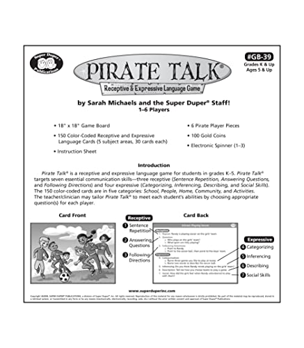 Super Duper Publications | Pirate Talk® Receptive & Expressive Language Game | Communication & Social Skills | Educational Learning Materials for Children