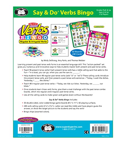 Super Duper Publications | Say & Do Verbs Bingo Game | Action Words | Educational Learning Resource for Children