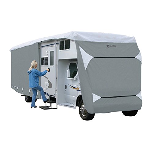 Classic Accessories Over Drive PolyPRO 3 Deluxe Class C RV Cover, Fits 29' - 32' RVs, Model 5, Air Vents, Water-Repellant Top Panel, Durable, Breathable, Resists Tears and Rips, Grey/White