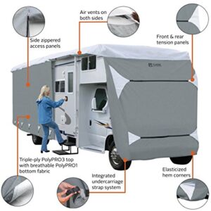 Classic Accessories Over Drive PolyPRO 3 Deluxe Class C RV Cover, Fits 29' - 32' RVs, Model 5, Air Vents, Water-Repellant Top Panel, Durable, Breathable, Resists Tears and Rips, Grey/White