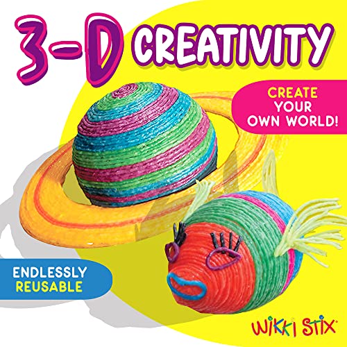 Sensory Fidget Toy, Arts and Crafts for Kids, Non-Toxic, Waxed Yarn, 8 inch, Reusable Molding and Sculpting Sticks, American Made by Wikki Stix,Neon Colors, 48 pack