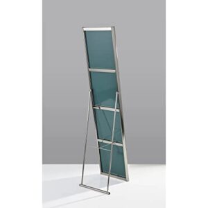 Adesso Alice Simple, Modern Full Length Mirror with Satin Steel Folding Frame