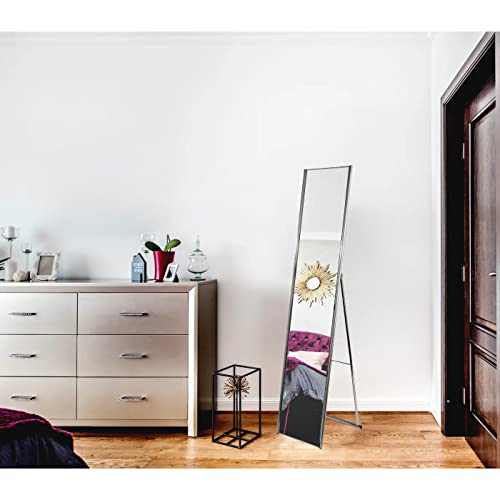 Adesso Alice Simple, Modern Full Length Mirror with Satin Steel Folding Frame