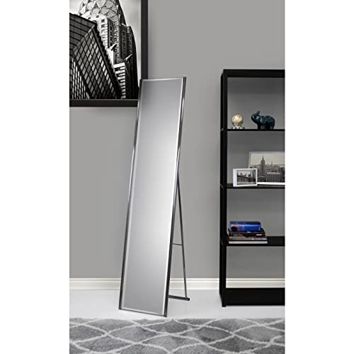 Adesso Alice Simple, Modern Full Length Mirror with Satin Steel Folding Frame