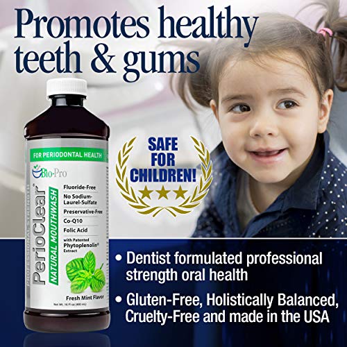 PerioClear Alcohol Free Mouthwash 16oz | Naturally Whitens Teeth | Freshens Breath | Removes Plaque | Minimizes Dry Mouth