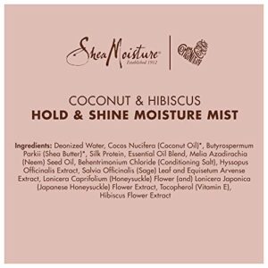 Sheamoisture Hold and Shine Moisture Mist for Thick, Curly Hair Coconut and Hibiscus for Frizz Control 8 oz