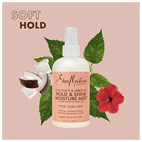 Sheamoisture Hold and Shine Moisture Mist for Thick, Curly Hair Coconut and Hibiscus for Frizz Control 8 oz