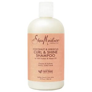 sheamoisture shampoo curl and shine for curly hair coconut and hibiscus paraben free shampoo 13 oz