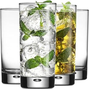 highball glasses set of 4, tall drinking glasses 18oz home essentials & beyond beverage water glass cups for water, juice, cocktails. bar glasses. dishwasher safe.