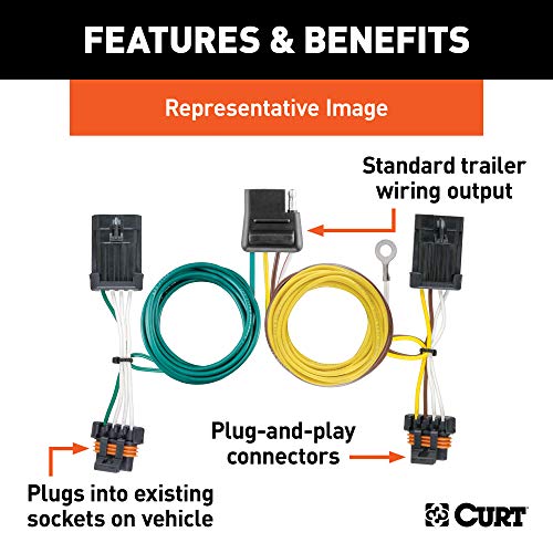 CURT 55383 Vehicle-Side Custom 4-Pin Trailer Wiring Harness, Fits Select Buick Rendezvous, Pontiac Aztek