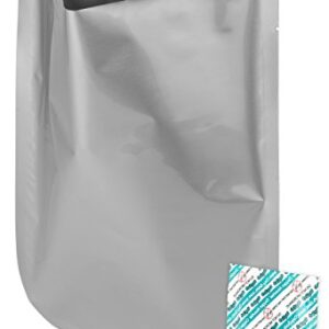 Dry-Packs Mylar Bags and 300cc Oxygen Absorbers for Long Term Food Storage, 10"x14", 1 Gallon , Set of 50, Grey (5010X14OABUND)