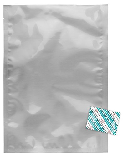 Dry-Packs Mylar Bags and 300cc Oxygen Absorbers for Long Term Food Storage, 10"x14", 1 Gallon , Set of 50, Grey (5010X14OABUND)