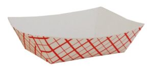 southern champion tray 0409 #50 southland paperboard food tray, 1/2 lb capacity, red check (case of 1000)